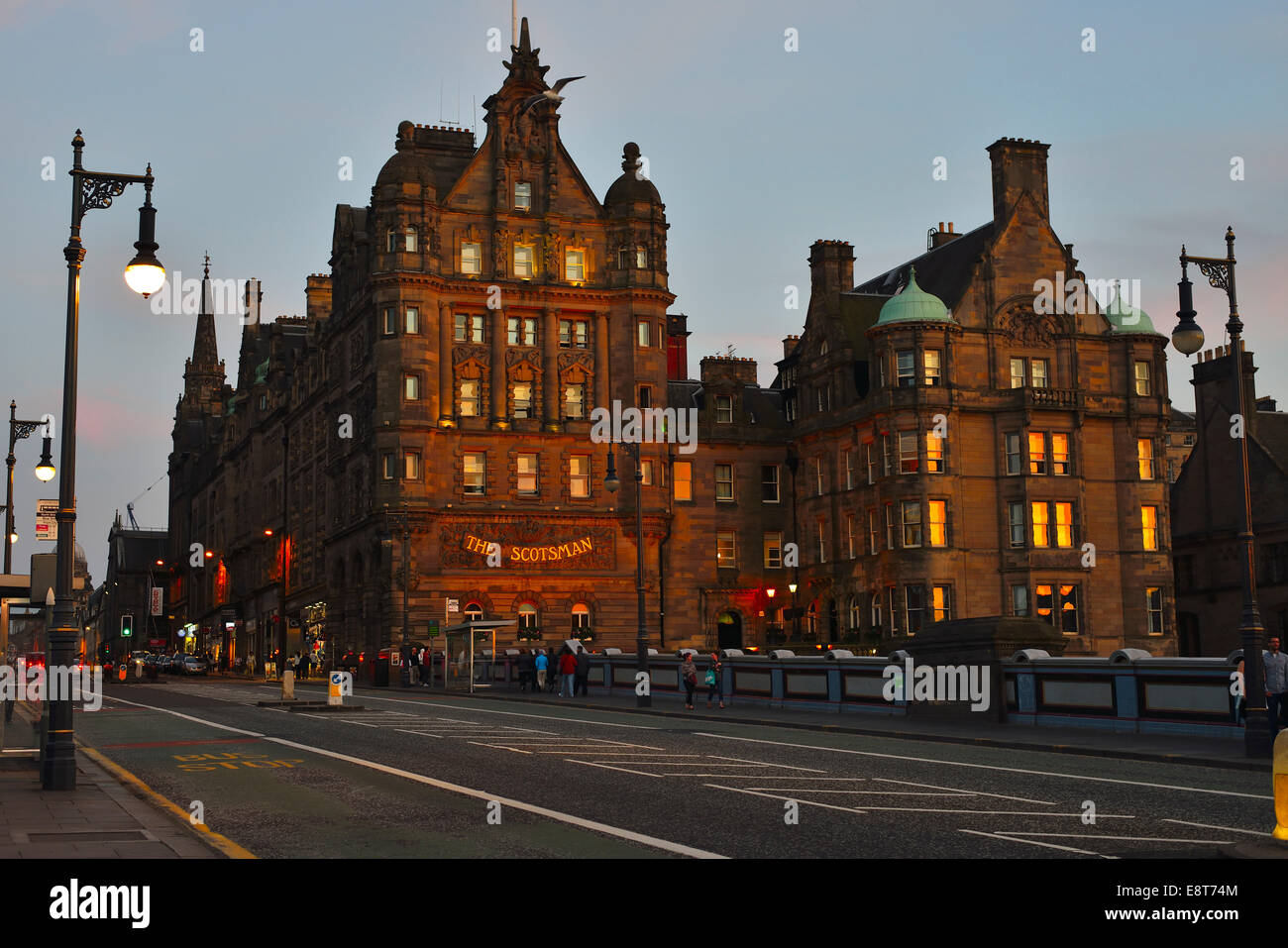 The Scotsman Hotel in the evening light, Edinburgh, Scotland, United ...