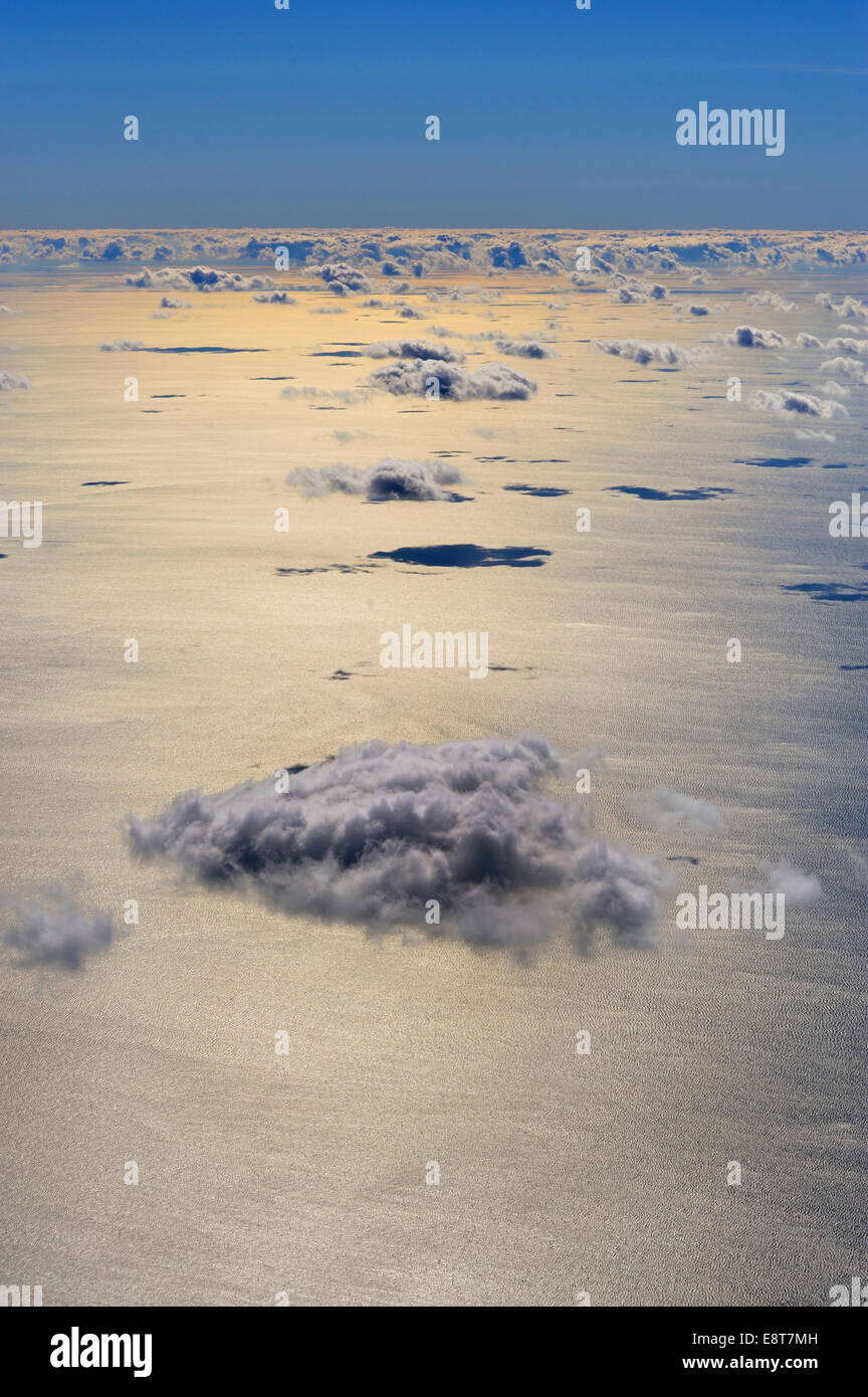North Sea stretching to the horizon, view from 3000 feet across the ...
