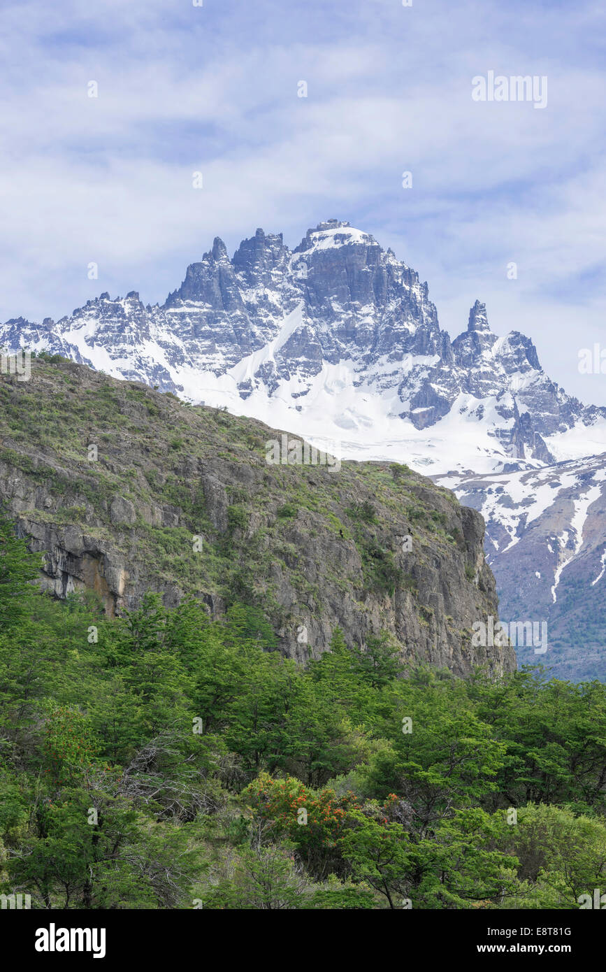 Cerro Castillo mountain range, Villa Cerro Castillo, Aysén, Chile Stock ...