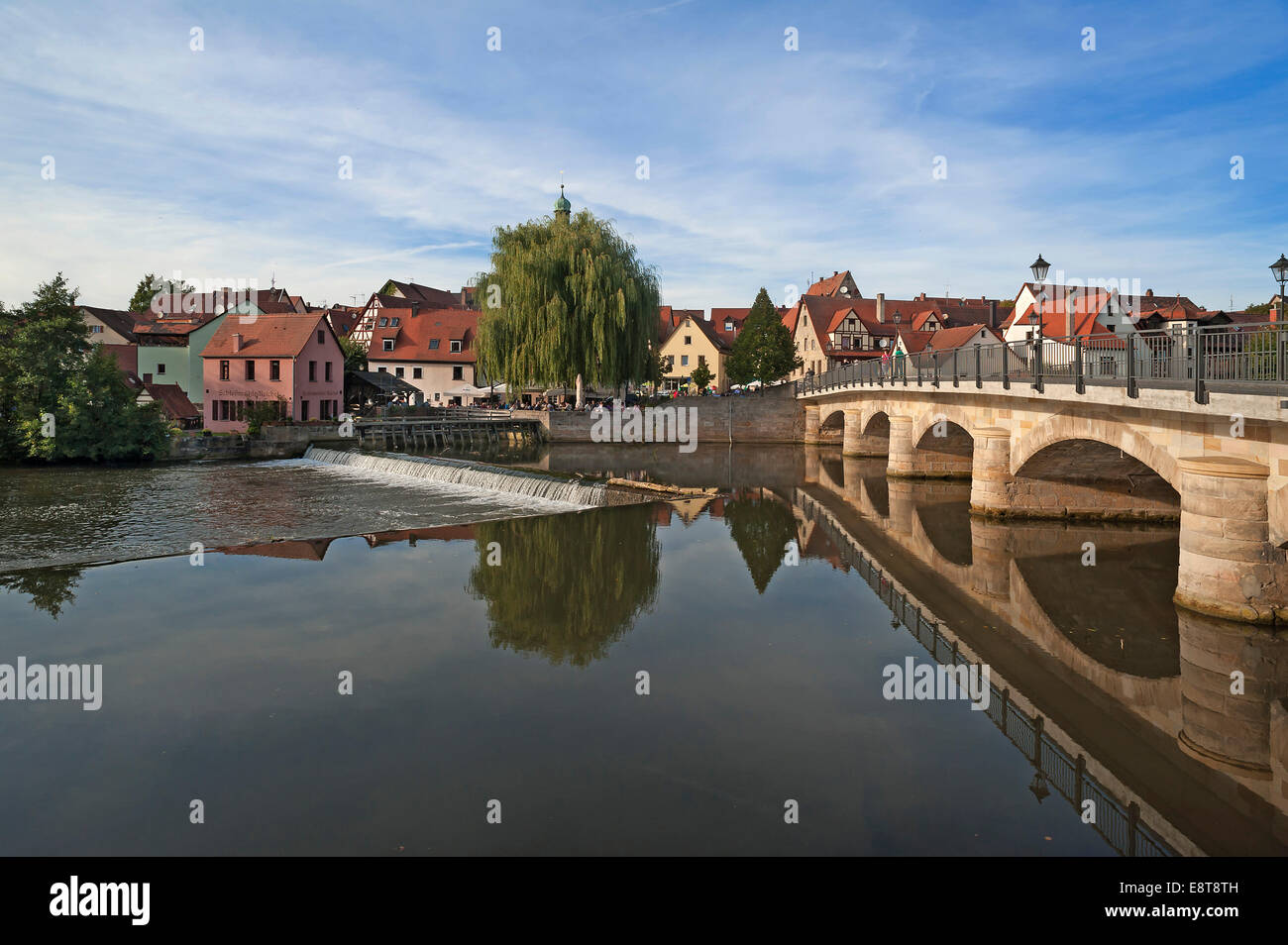 View of the historic centre of Lauf with the Pegnitz river, Lauf an der ...