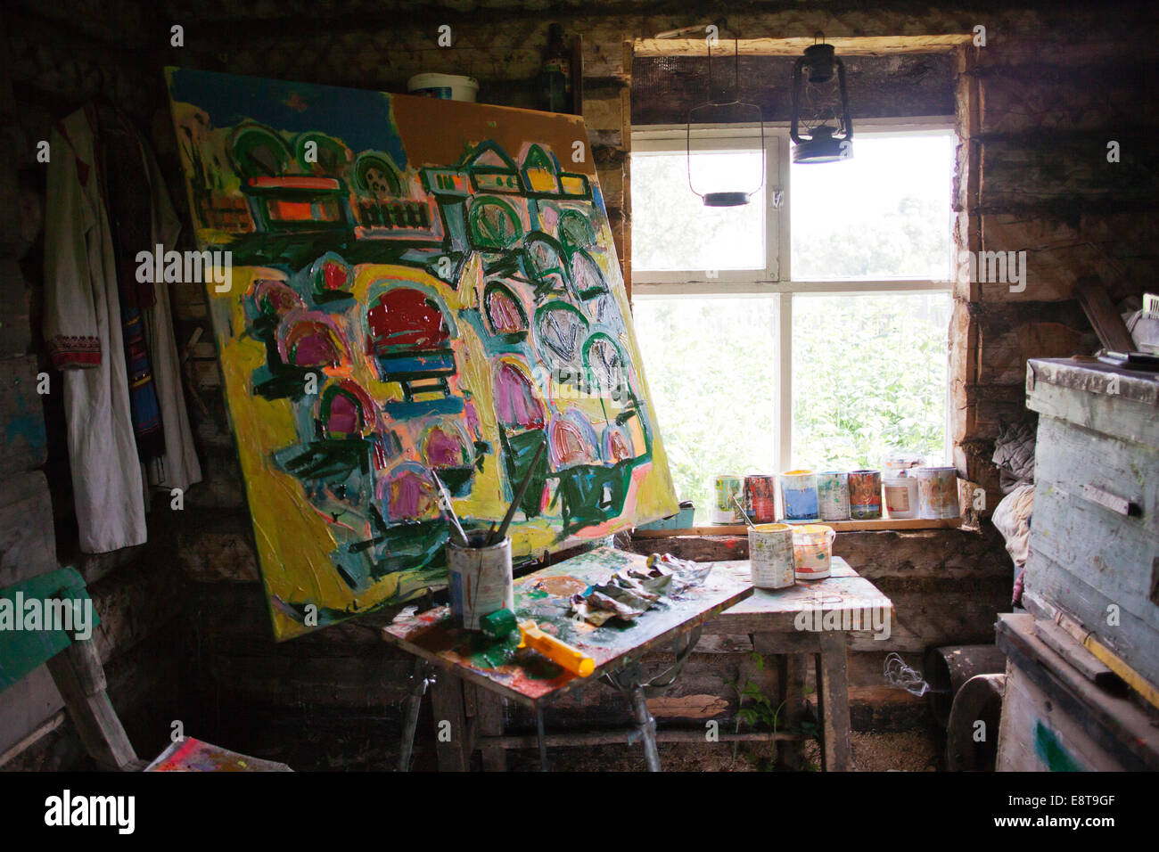 Large painting in art studio Stock Photo - Alamy