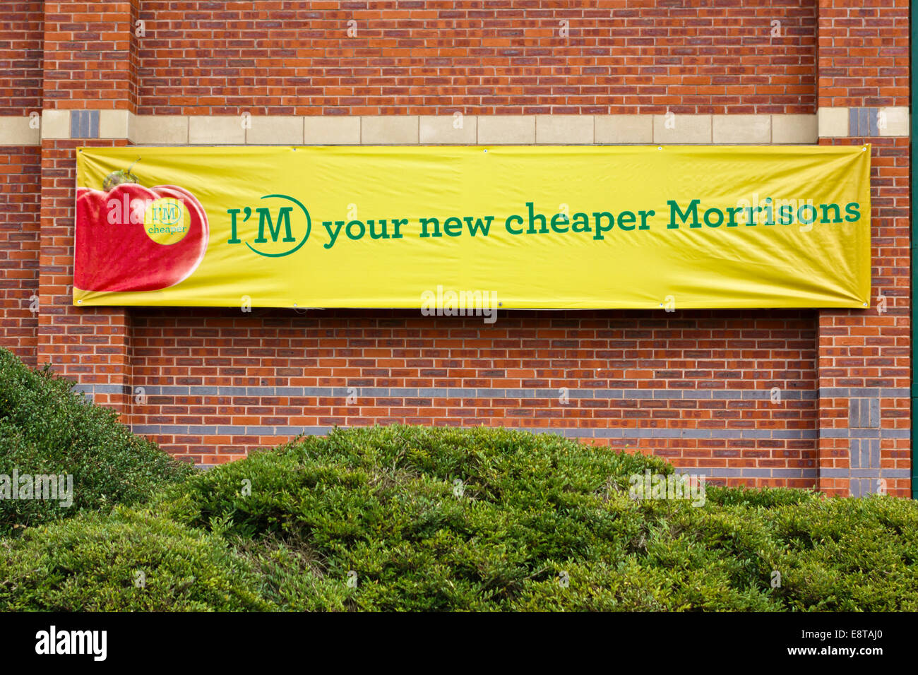 A banner outside a Morrisons supermarket (Leominster, UK Stock Photo ...