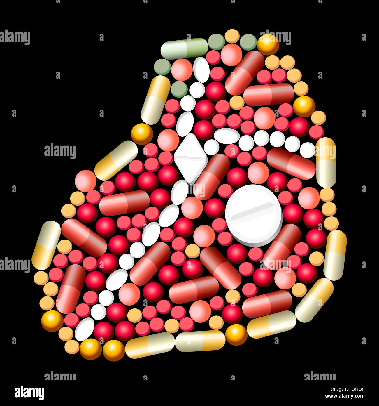 Tablets, pills and capsules, that shape a T-bone steak Stock Photo - Alamy