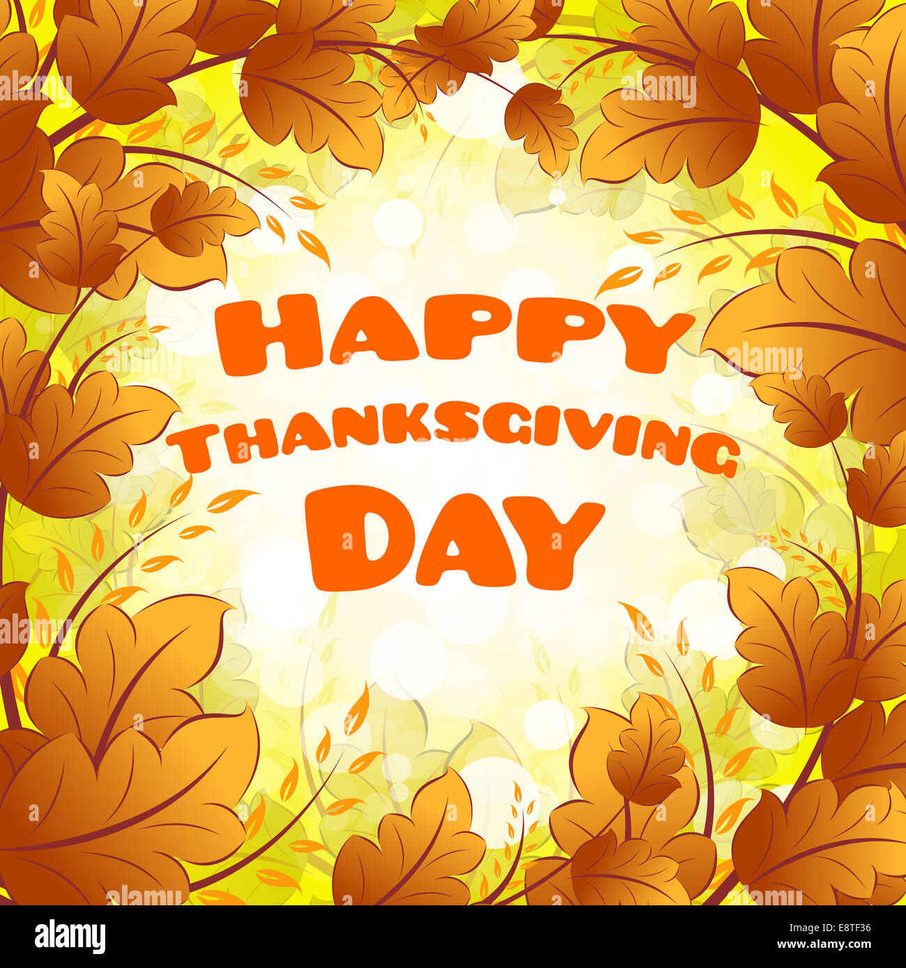 Happy Thanksgiving Day card with Leaves Stock Photo - Alamy