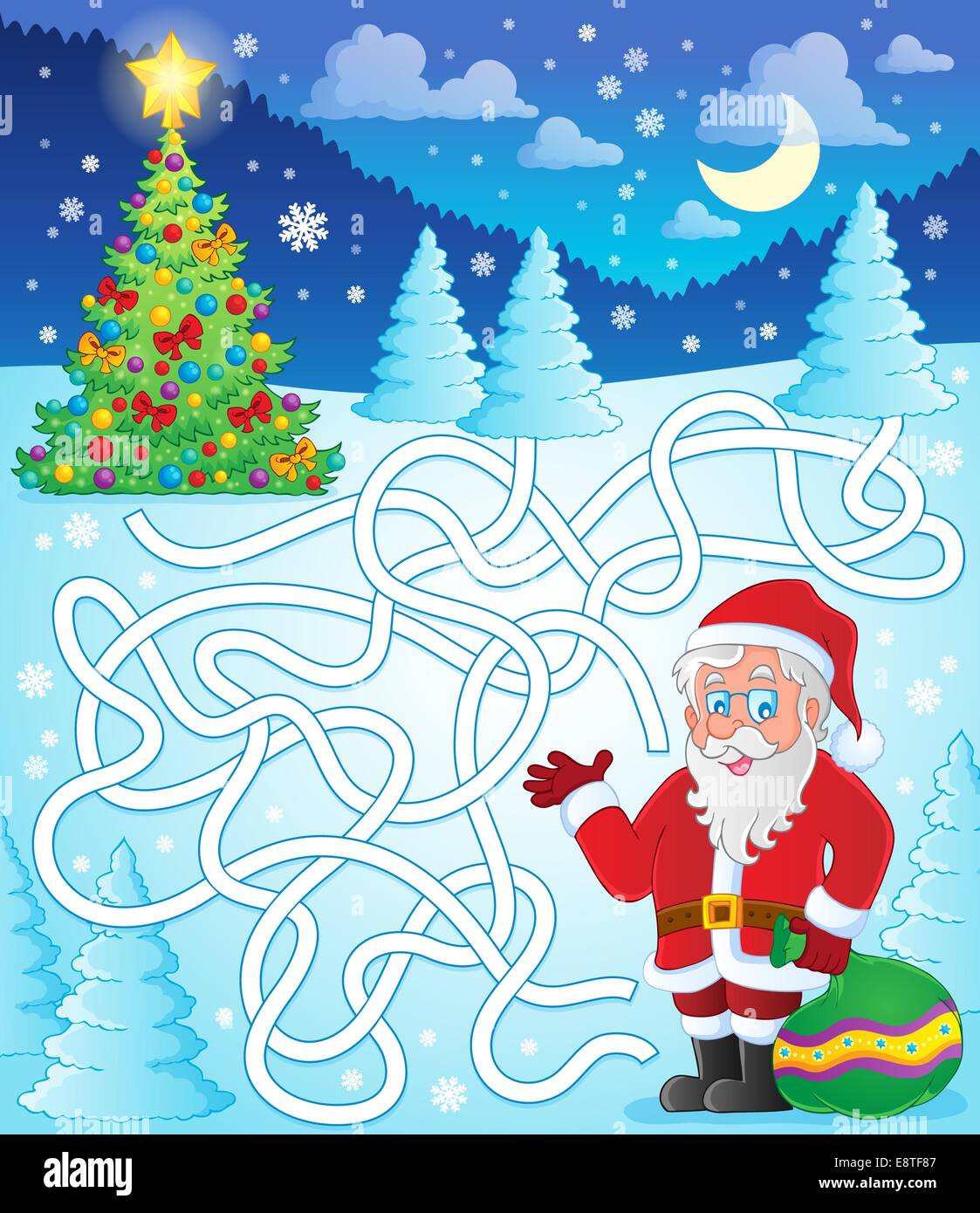 Maze 11 with Santa Claus - picture illustration Stock Photo - Alamy