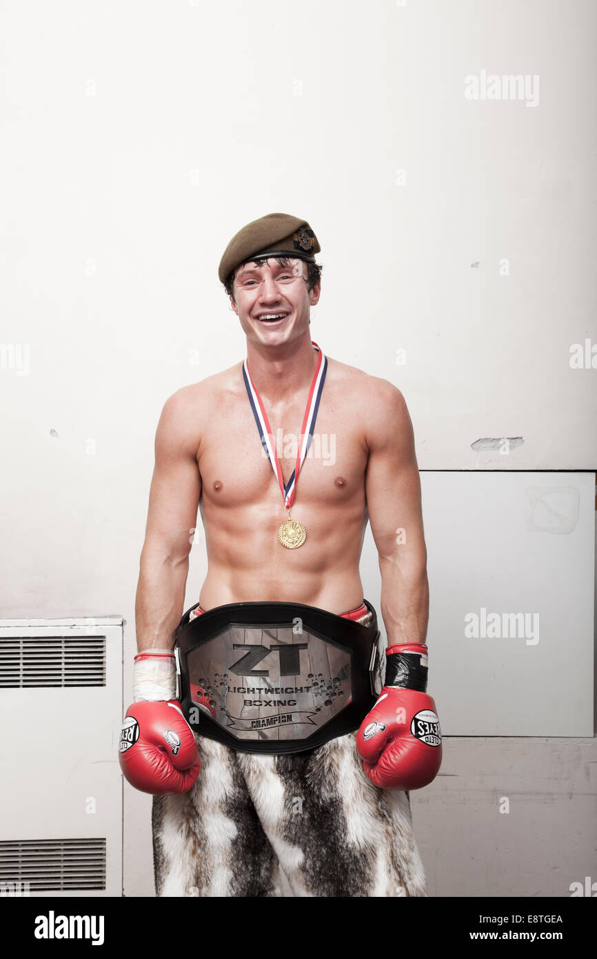 Boxers after a kickboxing boxing match, back stage, looking all tired ...