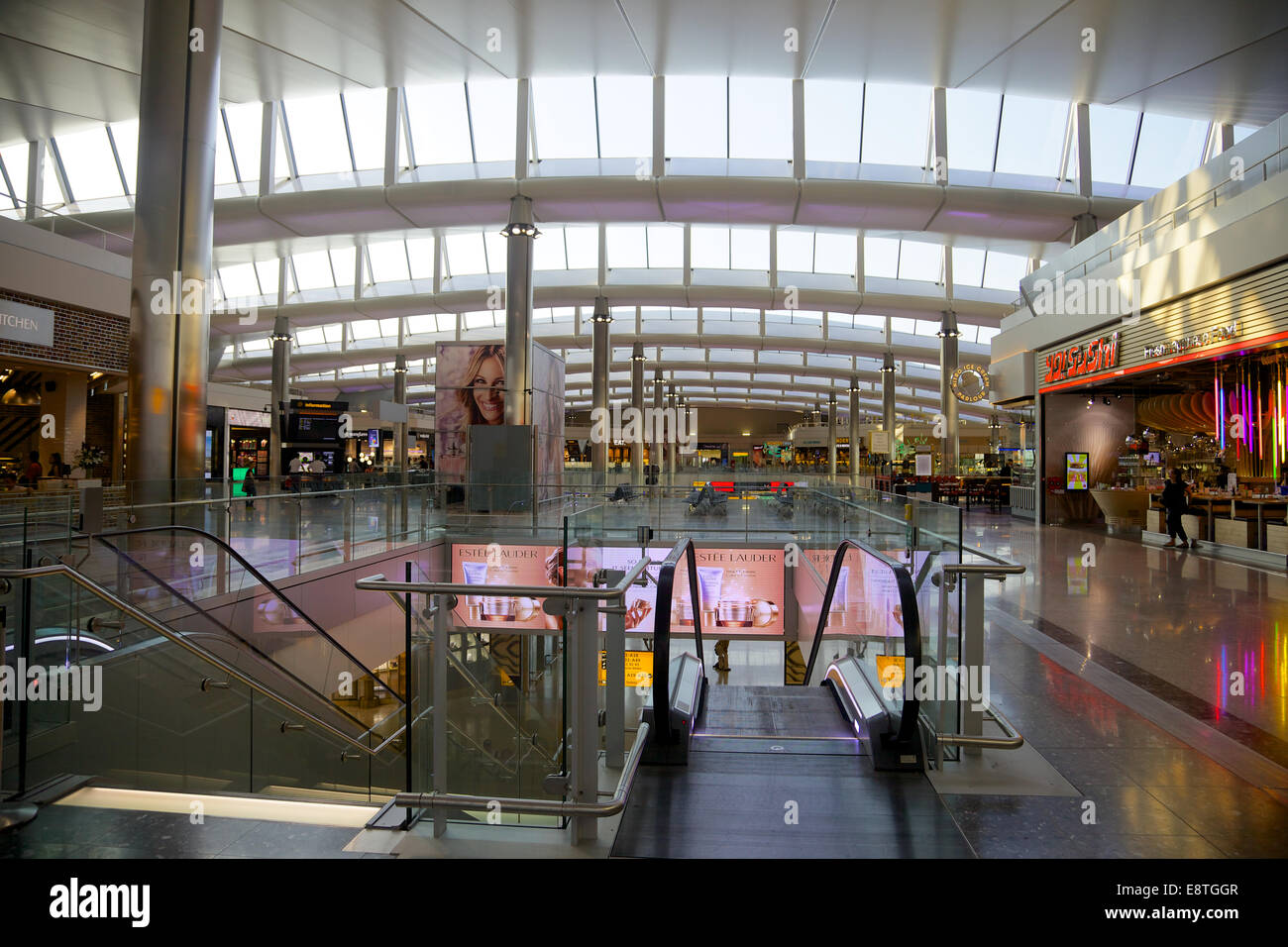 The shopping area at the new terminal 2 building at Heathrow airport ...