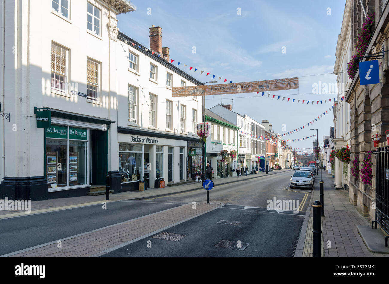 View of shops in High Street, Warwick Stock Photo - Alamy