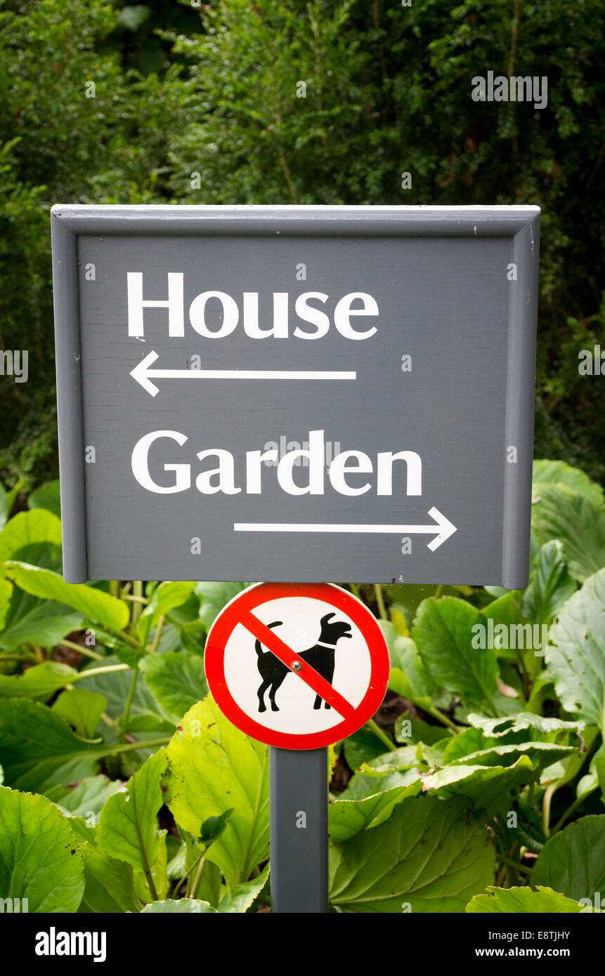 Sign in a garden open to the public showing directions and dog ...