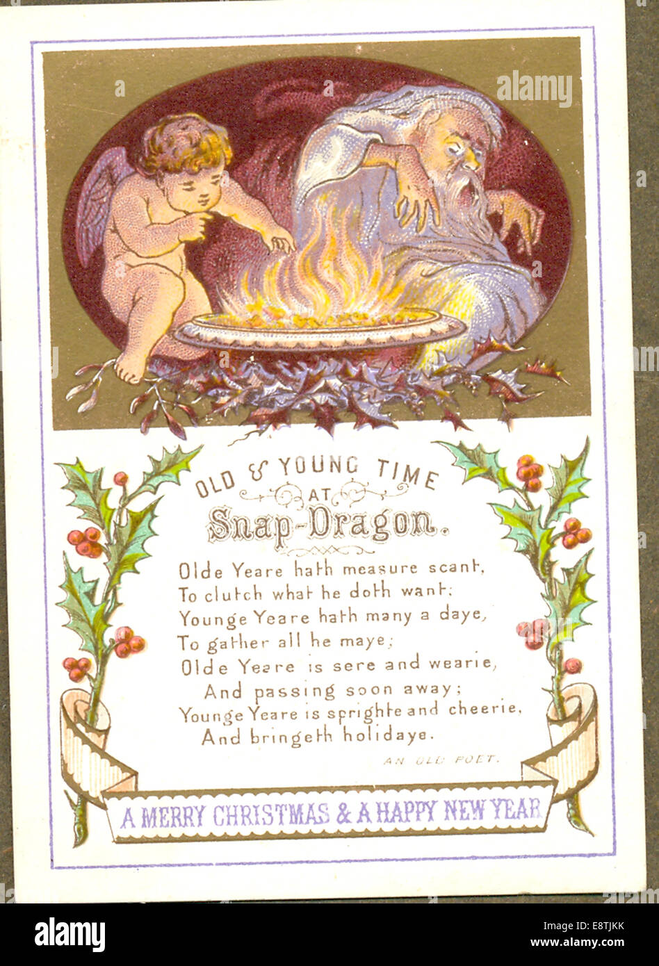 greeting card illustrating the game of Snap-Dragon Stock Photo - Alamy