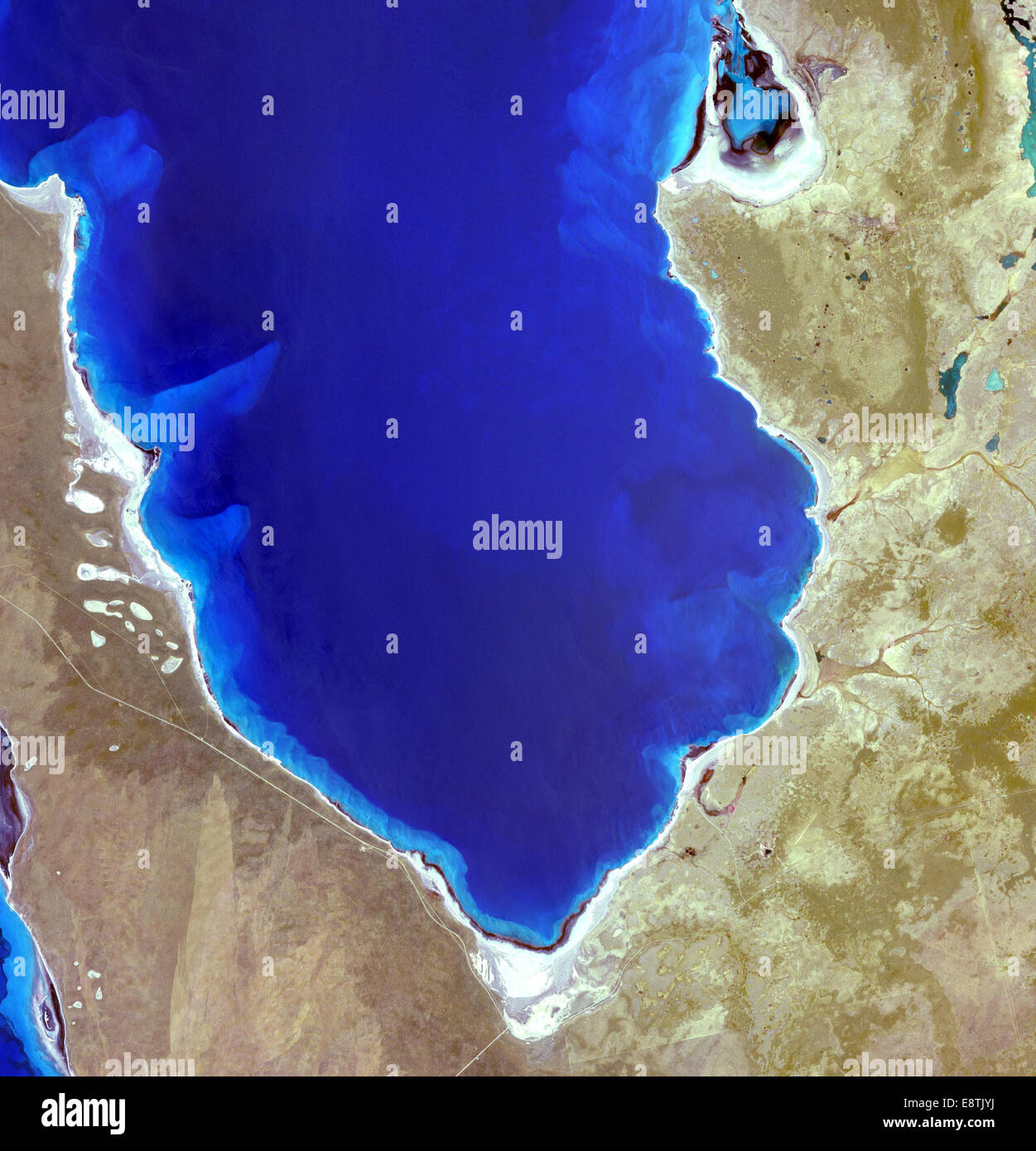 An aerial view of Shark Bay, a UNESCO World Heritage Site in Australia ...