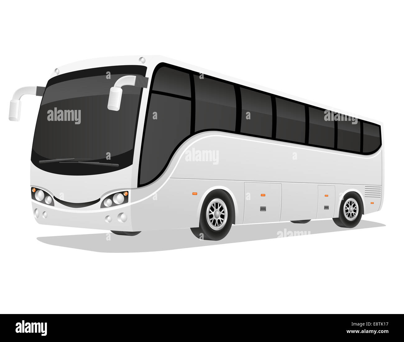 big tour bus illustration isolated on white background Stock Photo - Alamy
