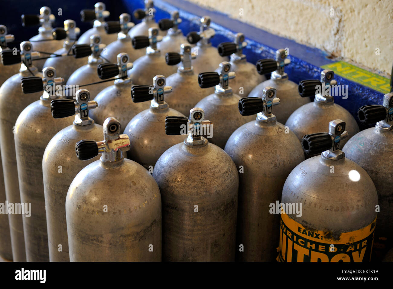 Scuba diving cylinders Stock Photo - Alamy
