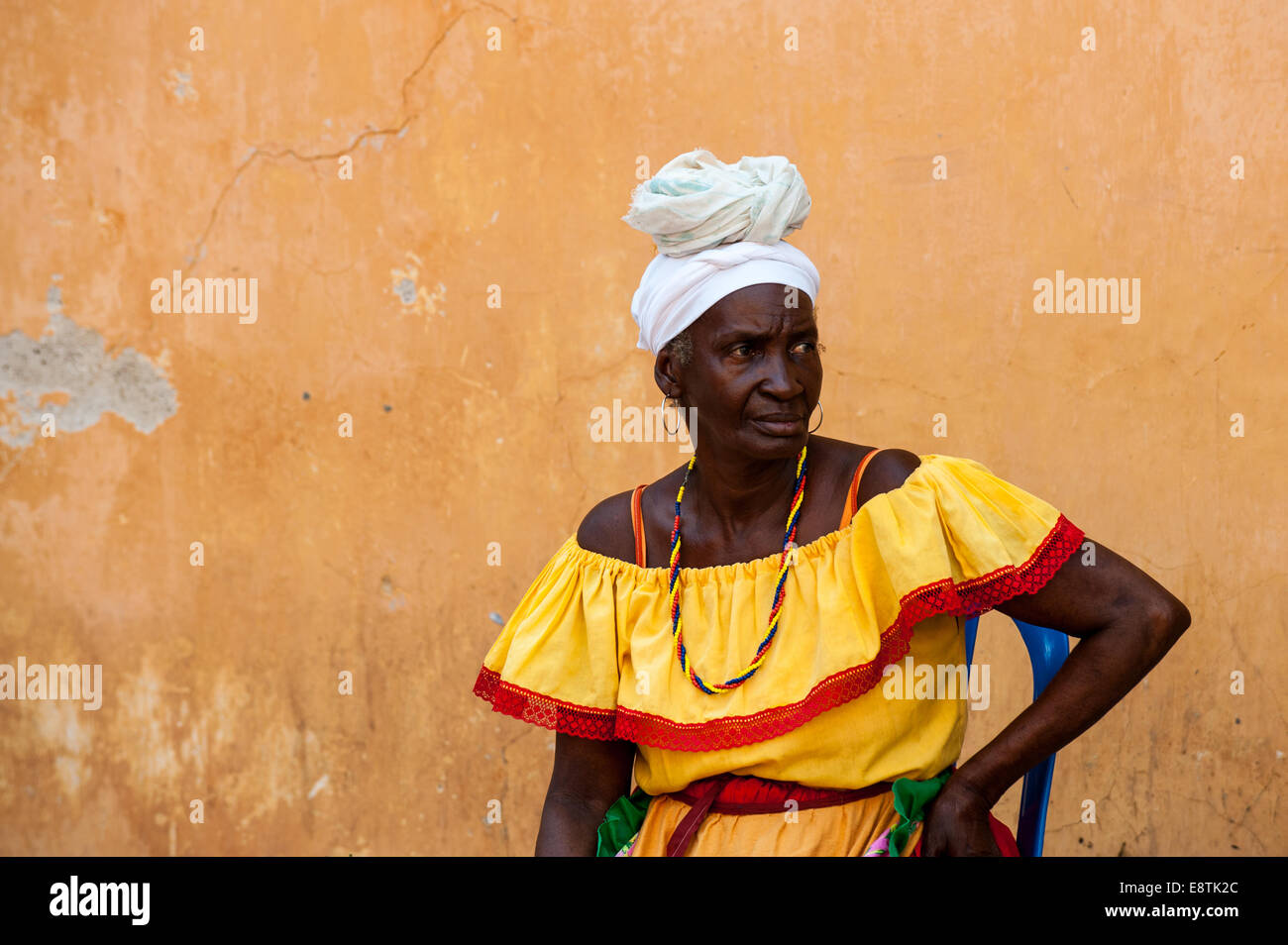 Palenquera, Woman in traditional clothes, Cartagena de Indias, Colombia ...