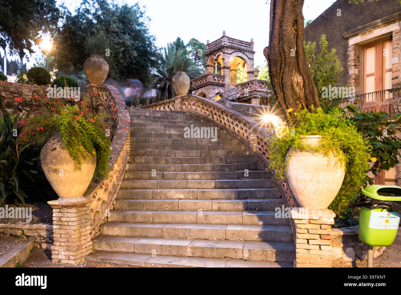 Historic building in Taormina city garden Stock Photo - Alamy