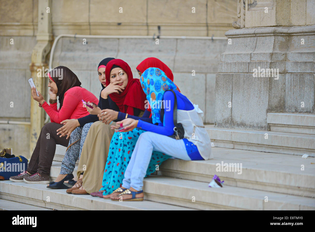 Cairo, Egypt. 14th Oct, 2014. Egyptian students sit at the Cairo ...
