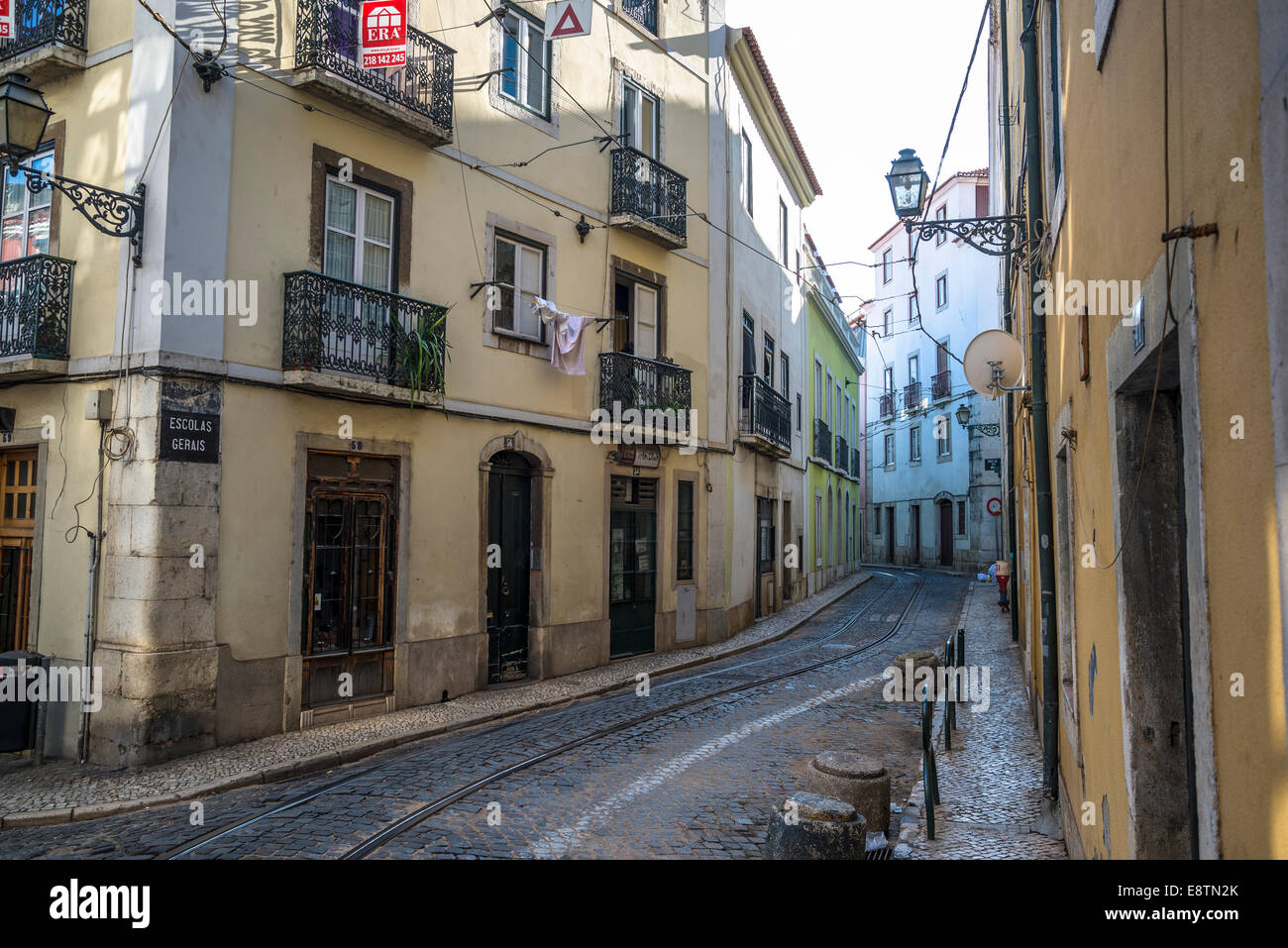 Narrow lane tram lines hi-res stock photography and images - Alamy