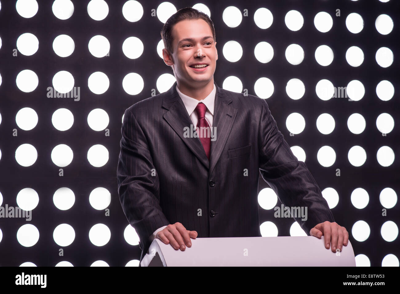 Attractive star TV presenter Stock Photo - Alamy