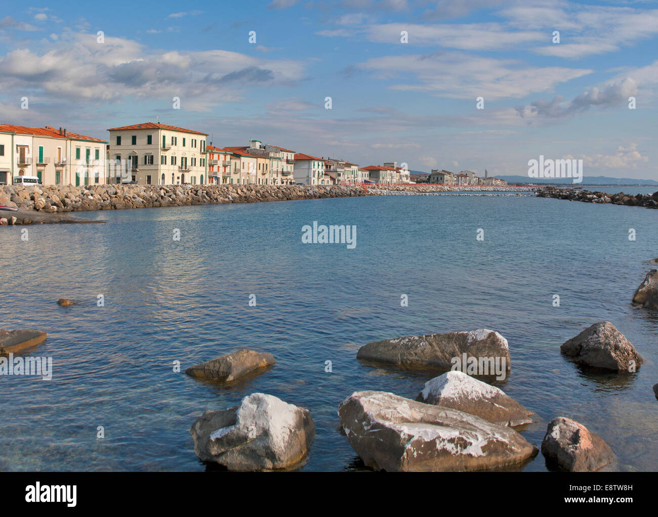 Marina di Pisa sunset town waterfront panorama. Tuscany, Italy Stock ...