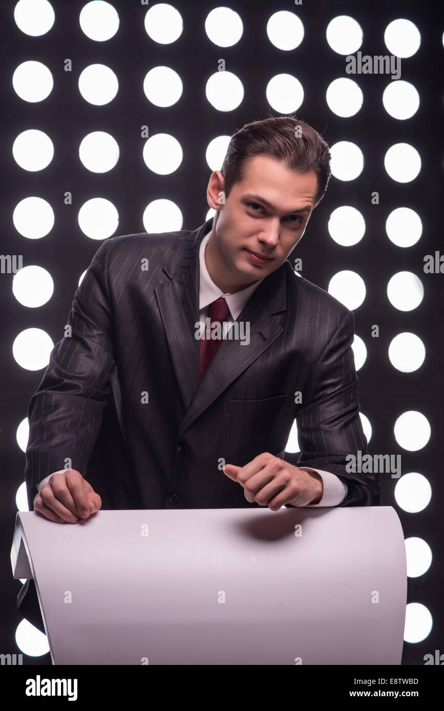 Attractive star TV presenter Stock Photo - Alamy