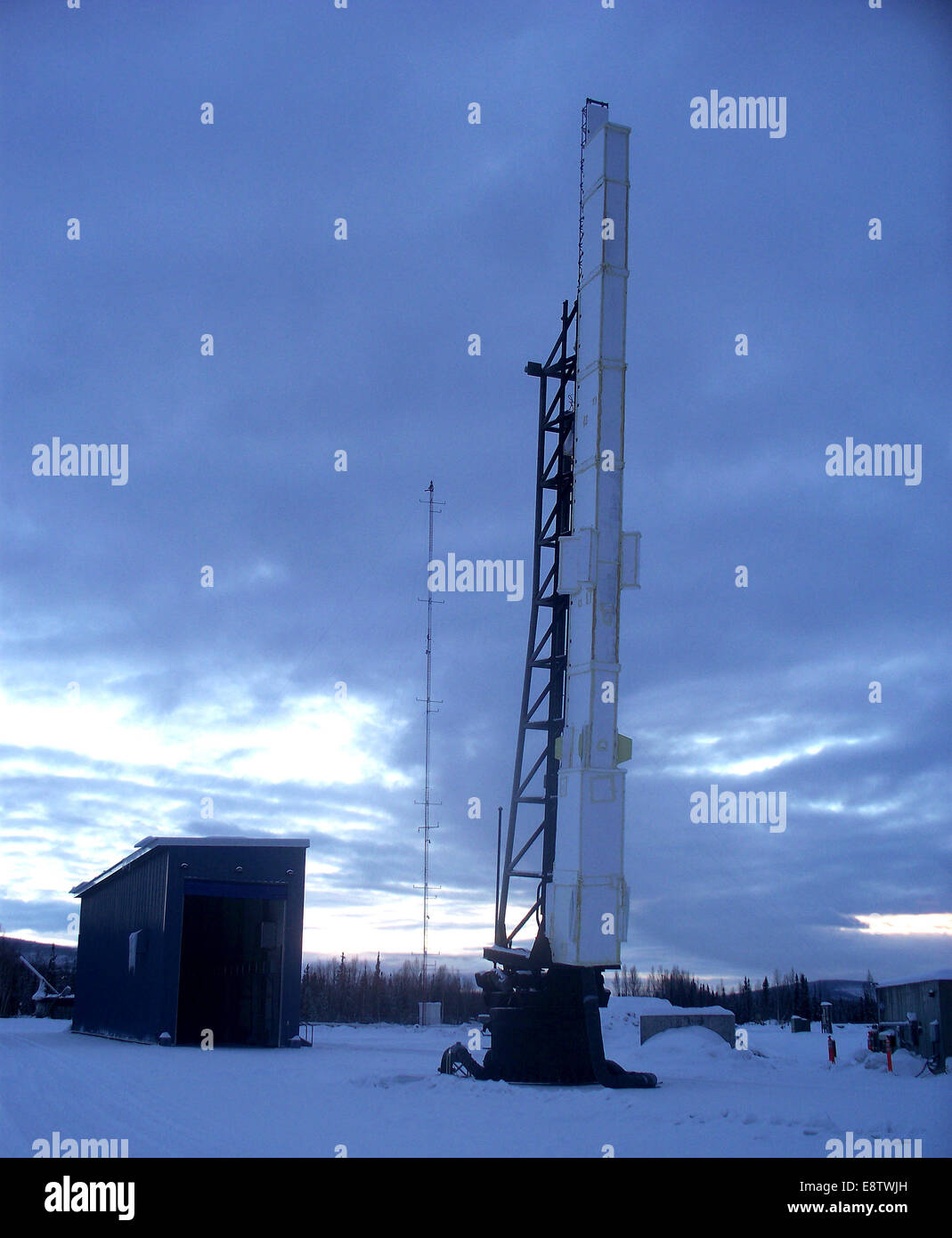 The NASA Talos--Terrier-Oriole-Nihka sounding rocket is prepared for ...