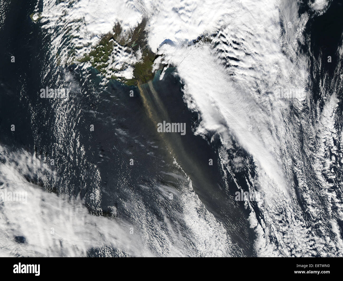 Wind-blown volcanic ash is observed blowing off Iceland, impacting air ...