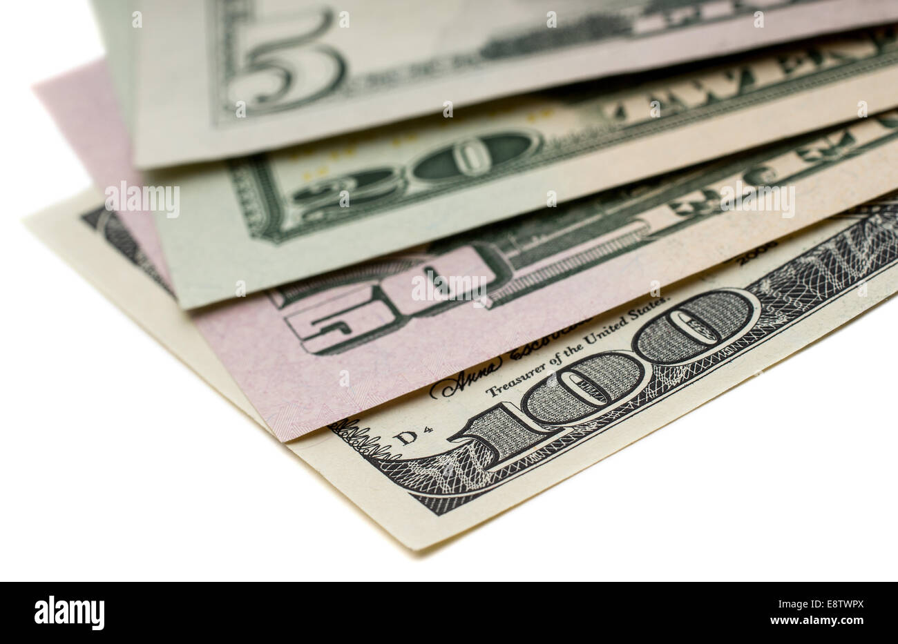 All stack type of american dollars on white background Stock Photo - Alamy
