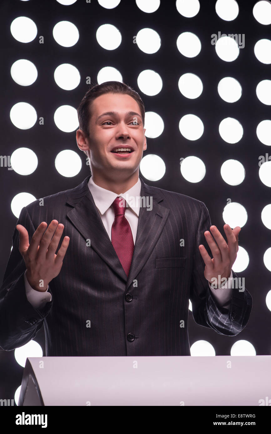 Attractive star TV presenter Stock Photo - Alamy