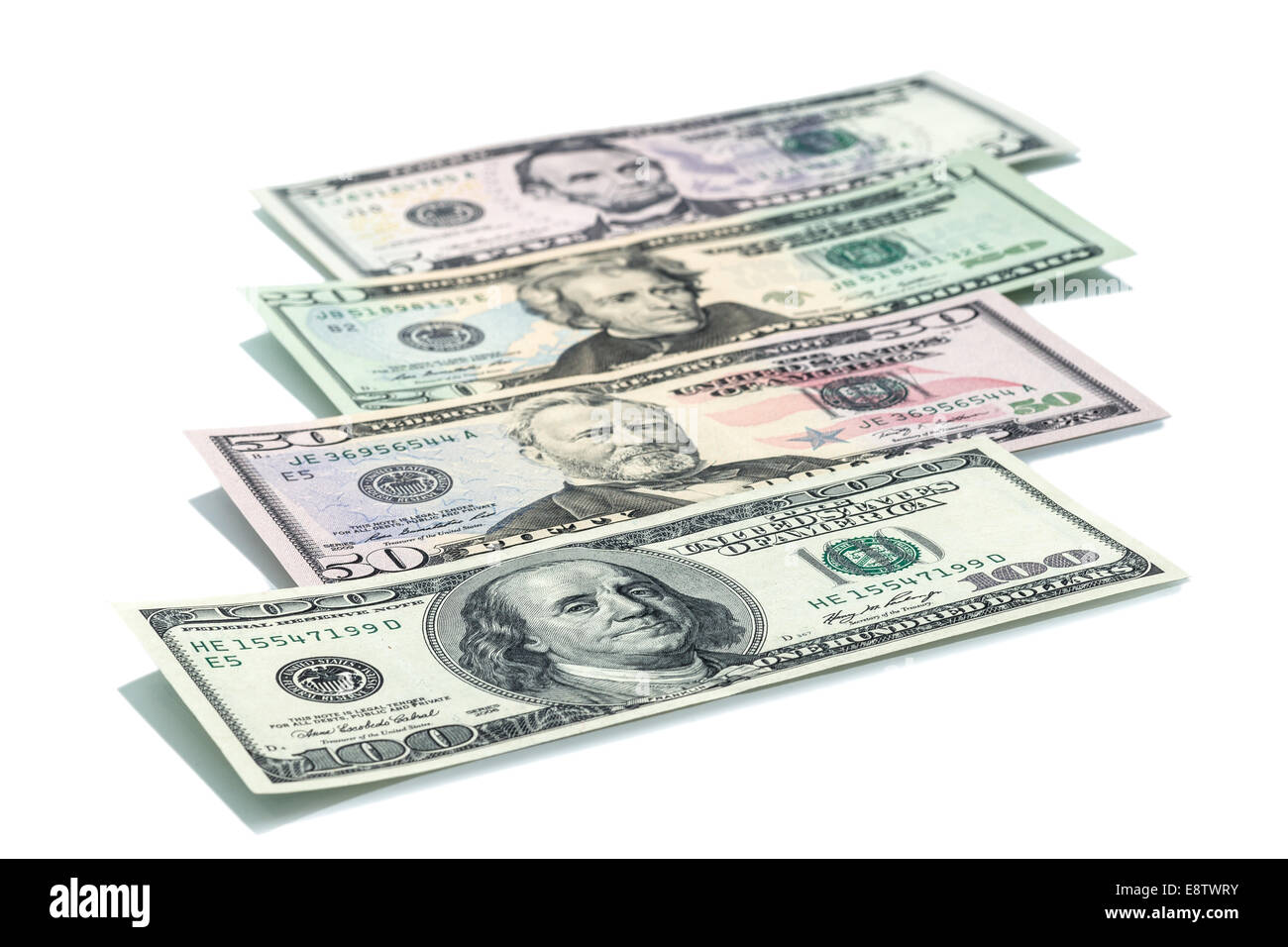 All stack type of american dollars on white background Stock Photo - Alamy
