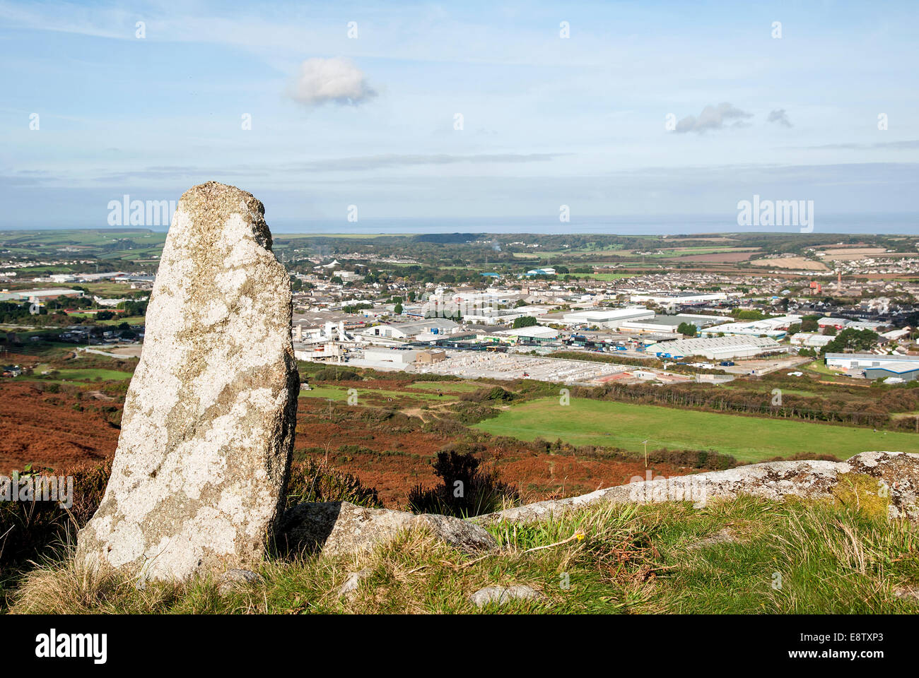 a view of redruth in cornwall from carn brea Stock Photo - Alamy