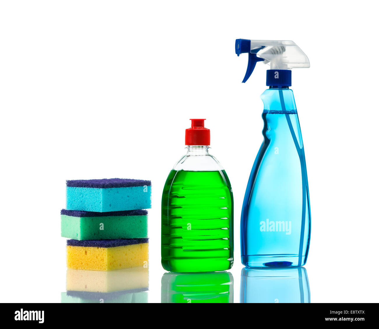 Cleaning product plastic container for house clean on white background ...