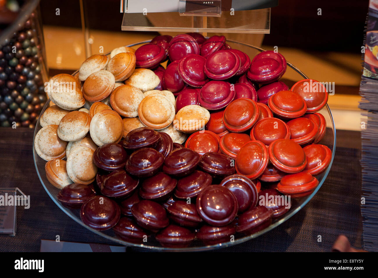 A variety of macaroons in a glass bowl Stock Photo - Alamy
