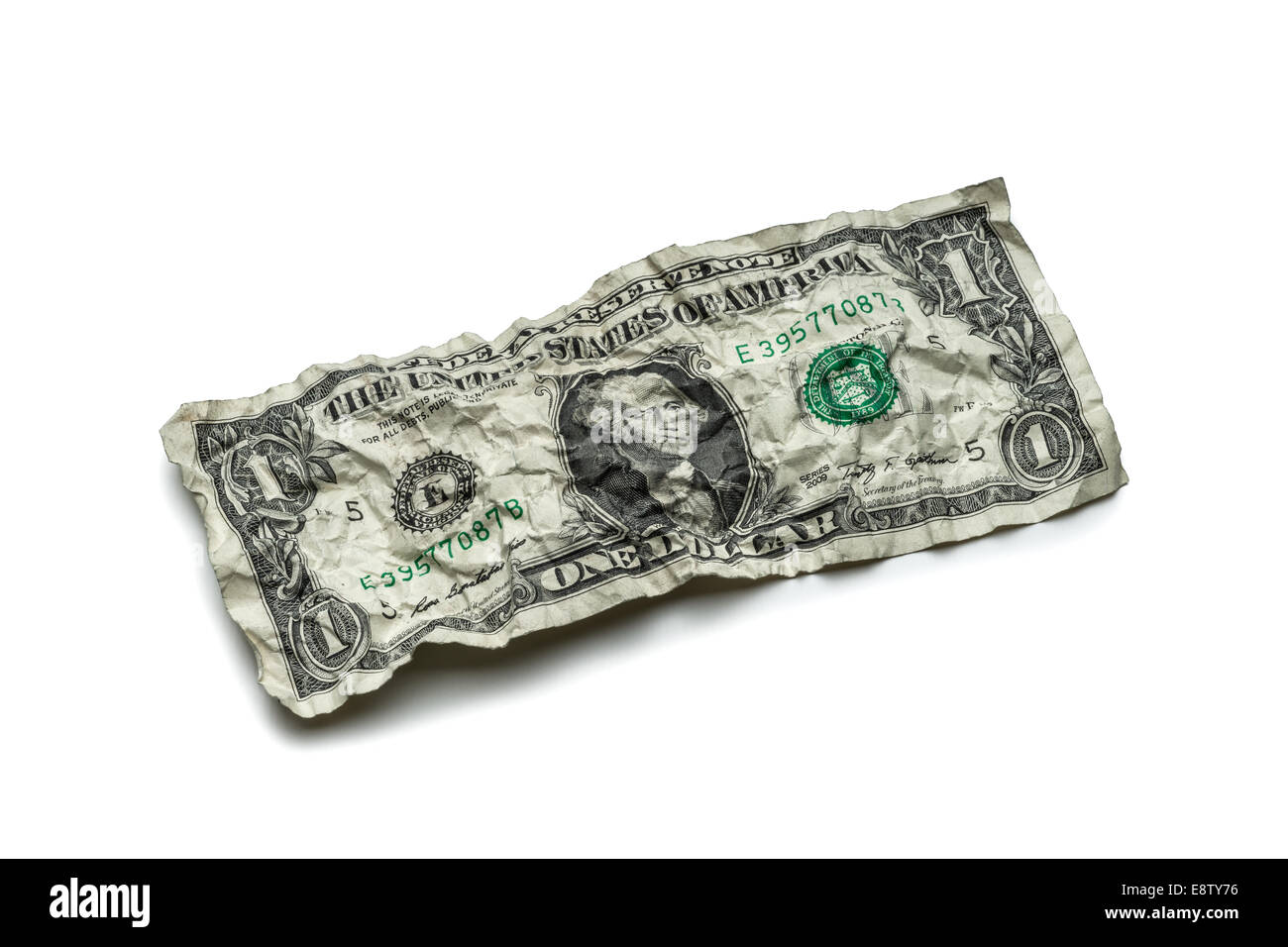 Crumpled dollar bills isolated on white background Stock Photo - Alamy