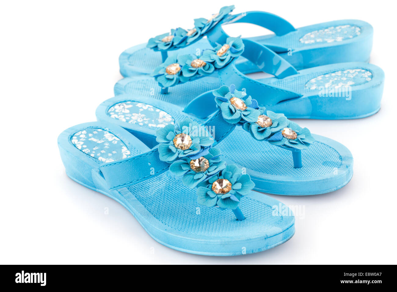 Blue flip flops isolated on white background Stock Photo - Alamy