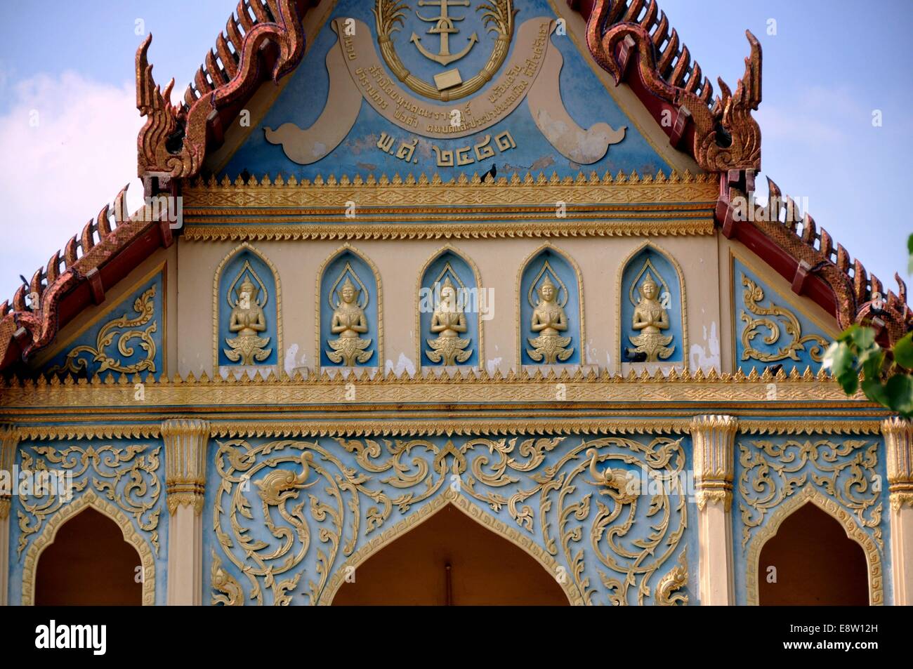 KANCHANABURI, THAILAND: Detail of bas relief designs decorating a ...