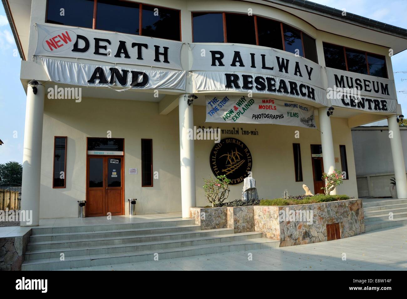 KANCHANABURI, THAILAND: Facade of the fascinating Death Railway Museum ...