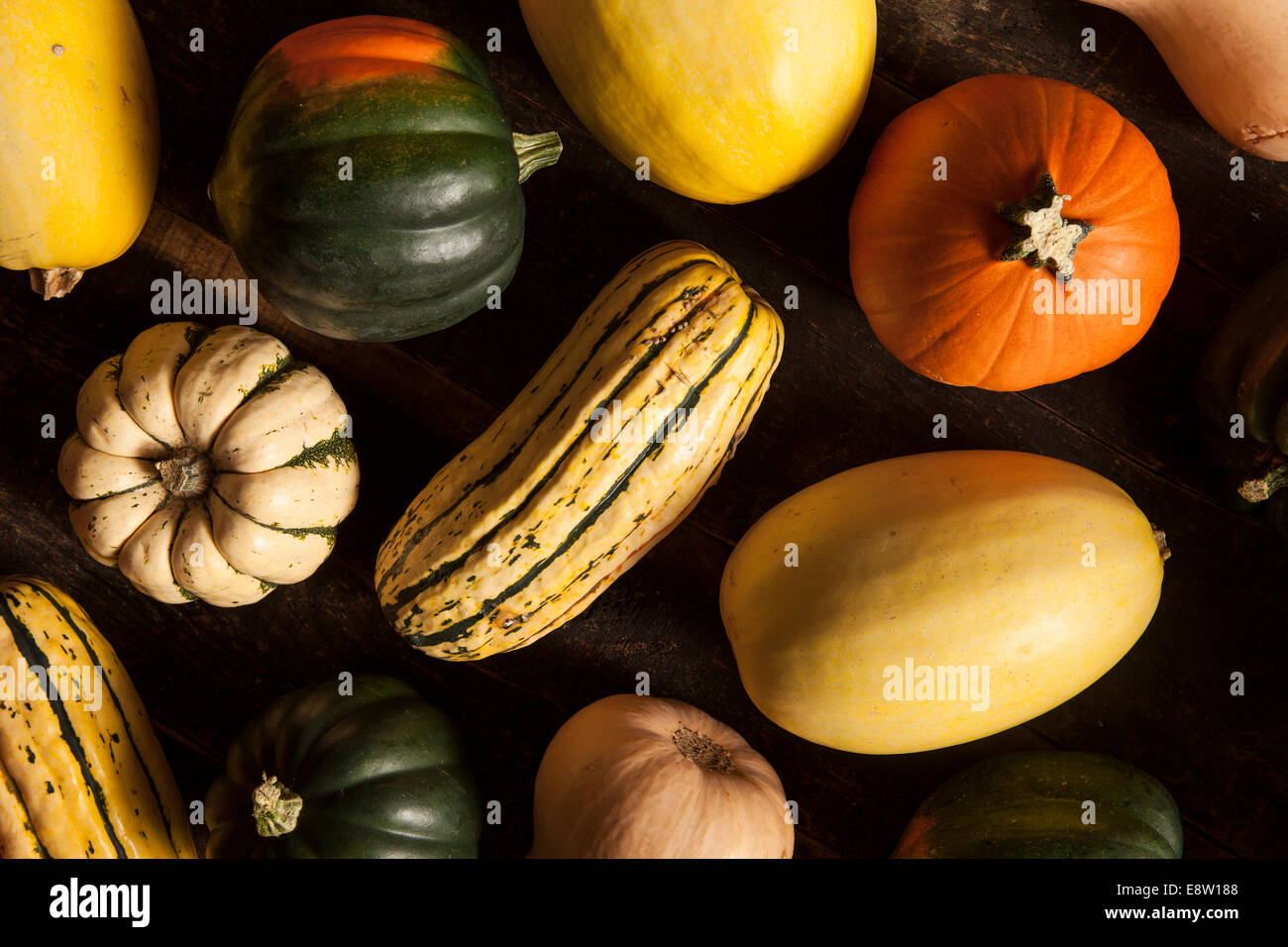 Organic Assorted Autumn Squash on a Background Stock Photo - Alamy