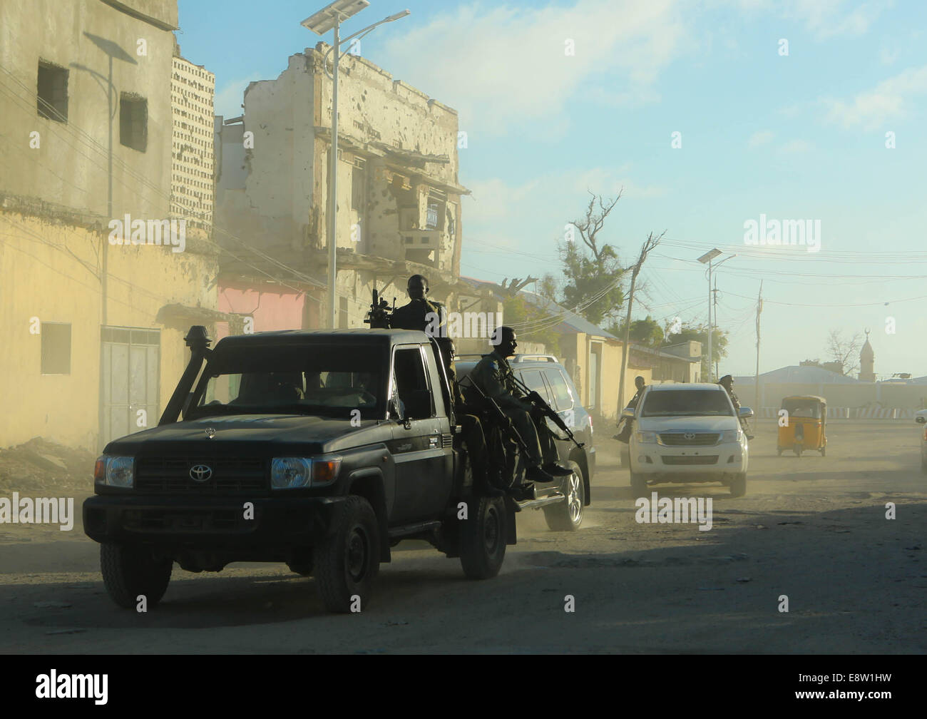 Nairobi, Somalia. 10th Oct, 2014. Private security guards patrol along ...