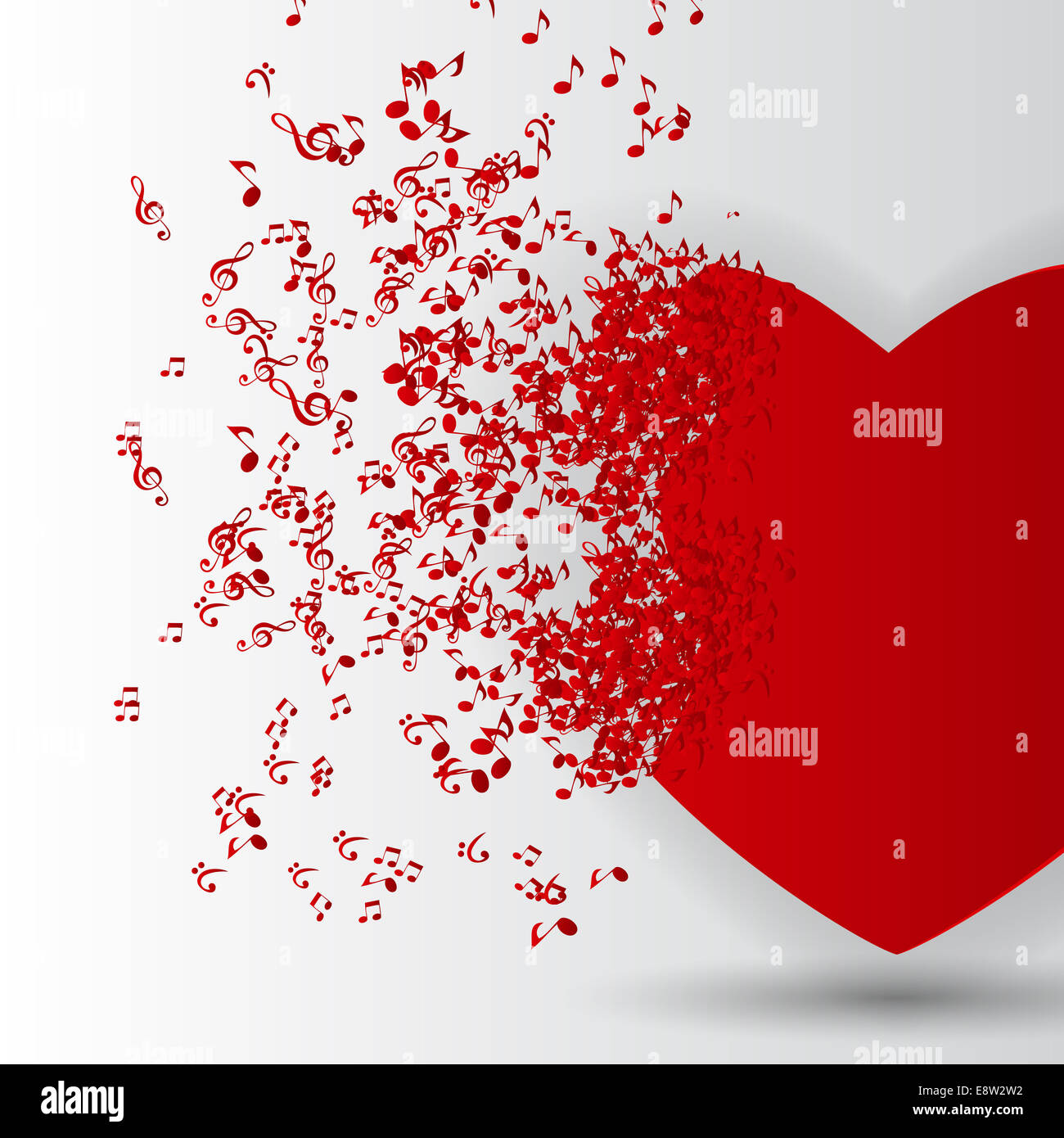 Happy Valentines Day Card with Heart, Music Notes. Vector Illustration ...