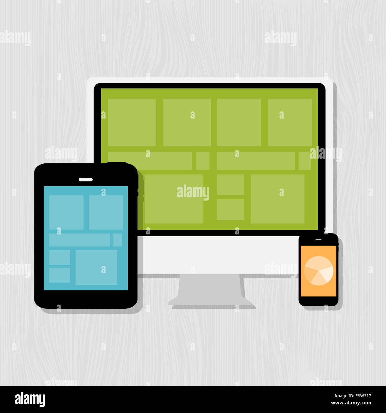 Computing Concept on Different Electronic Devices. Vector Illustration ...