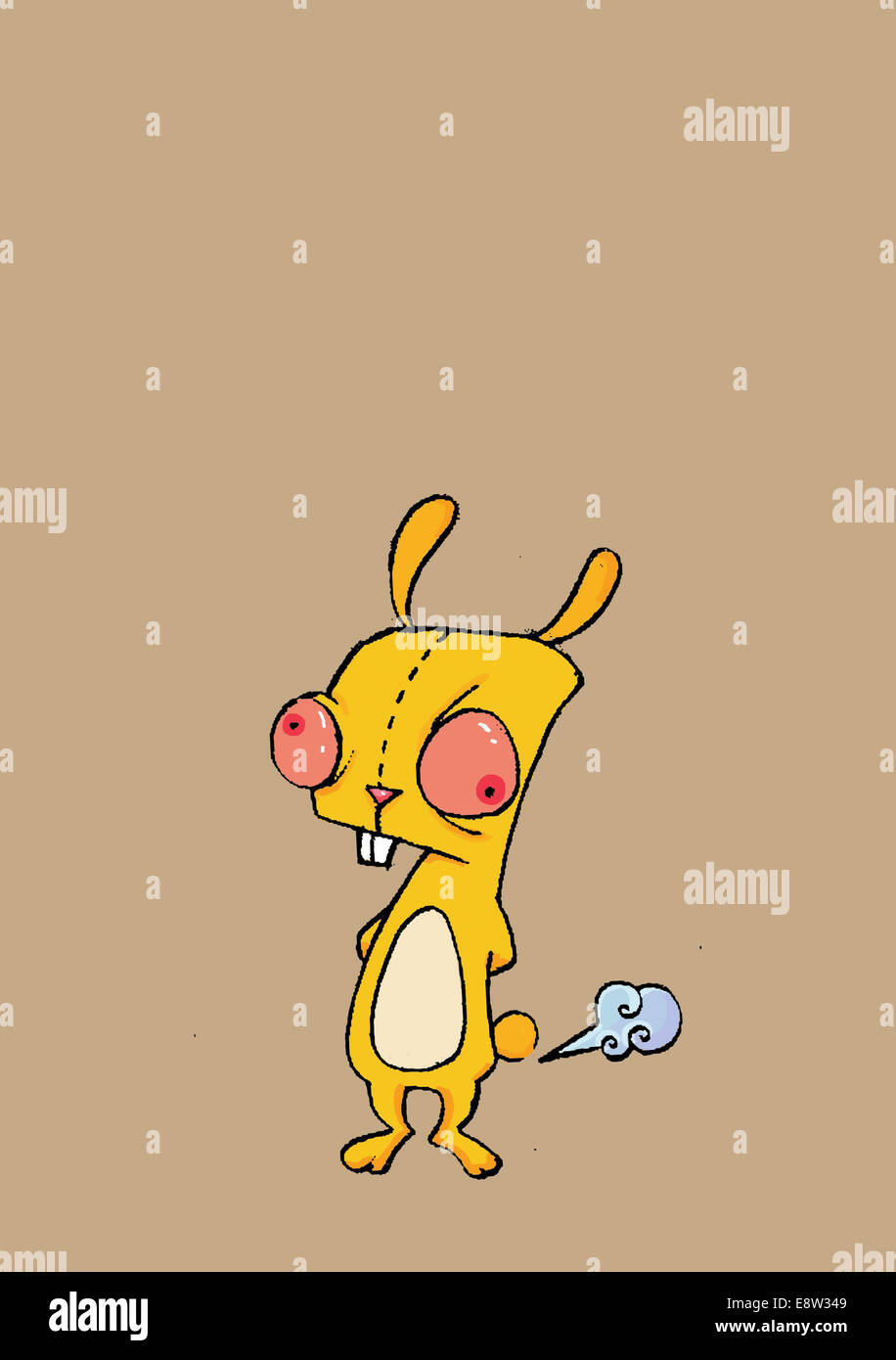 Illustration of a rabbit on a khaki background Stock Photo - Alamy