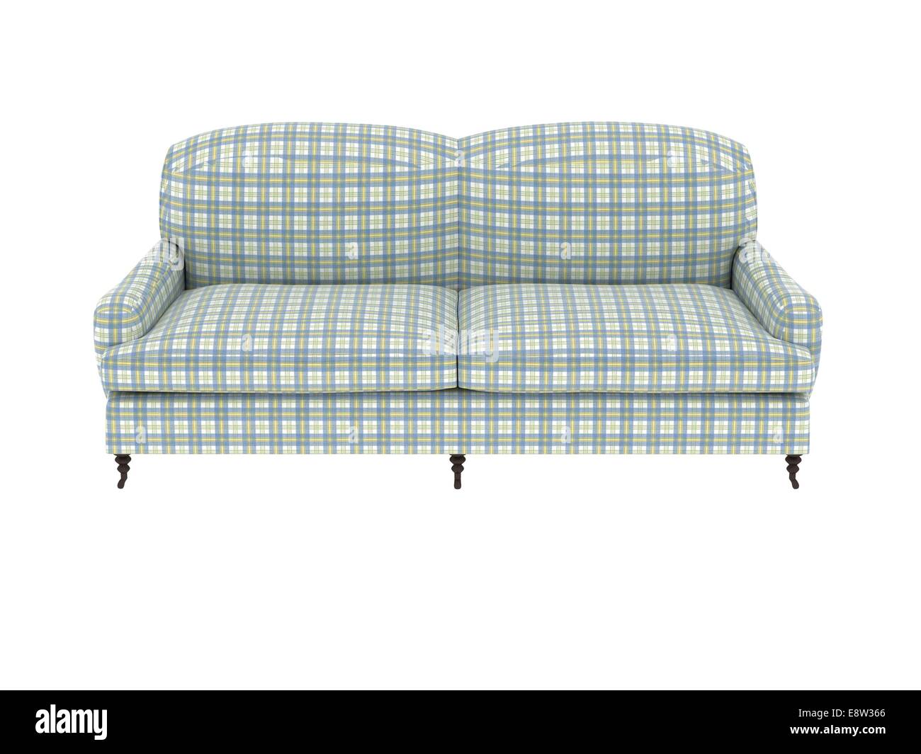 a textile sofa decorated with grid pattern Stock Photo - Alamy