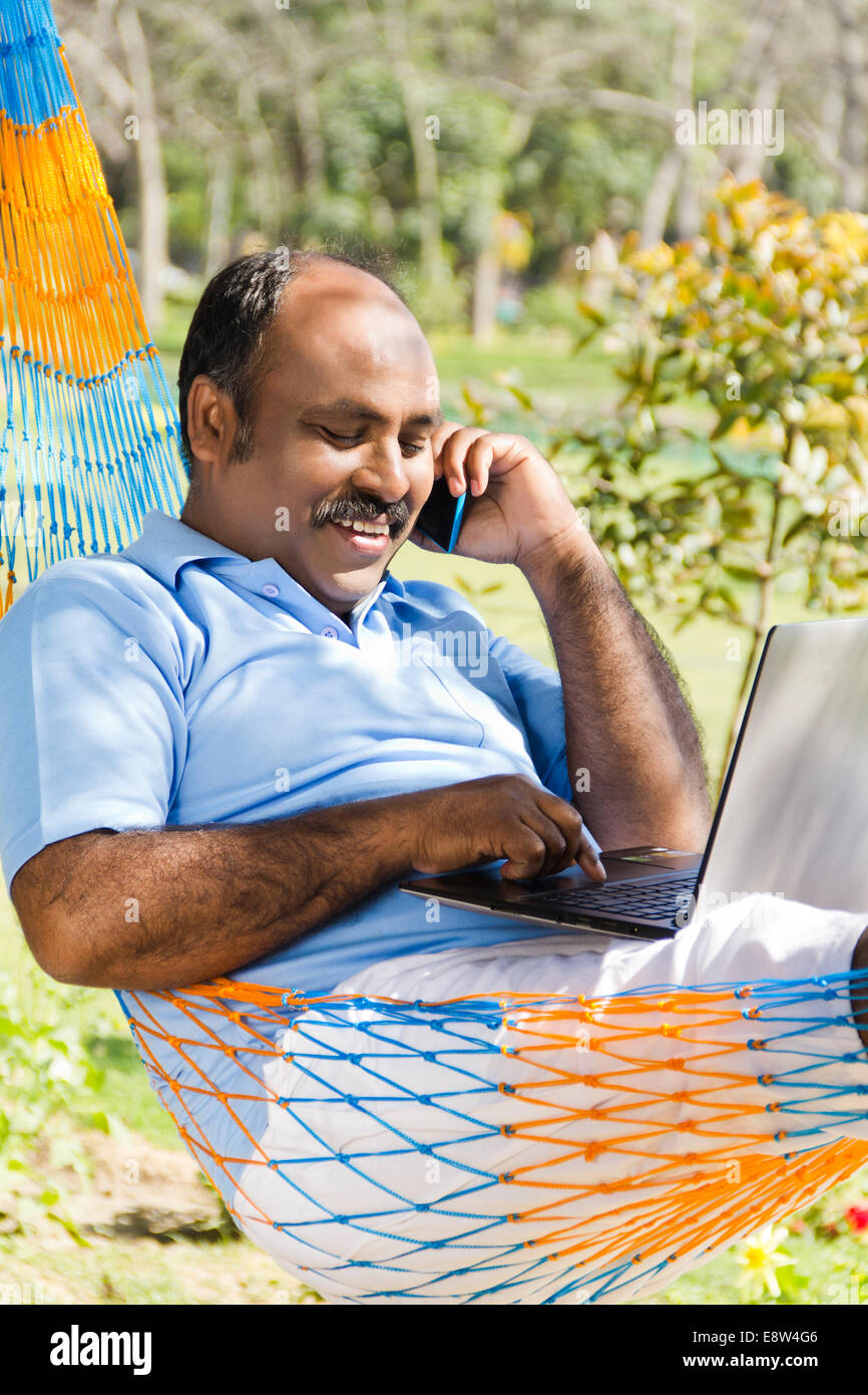 1 indian Man Talking with Mobile Stock Photo - Alamy