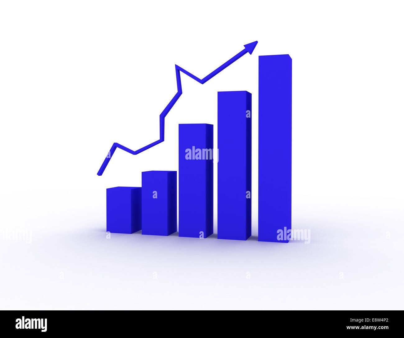 blue histogram and arrow sign on white background Stock Photo - Alamy