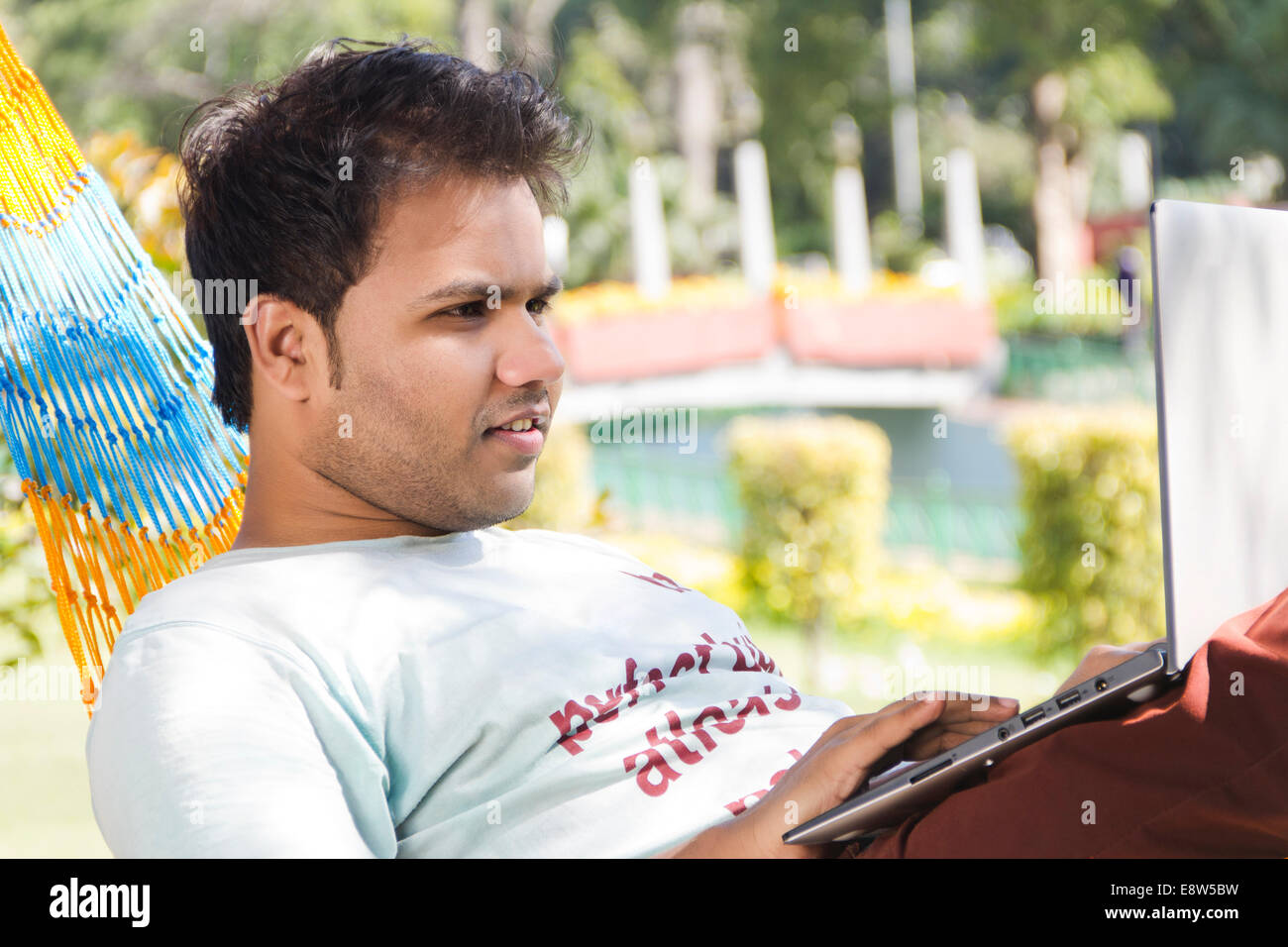 1 Indian Man Working Laptop Stock Photo - Alamy