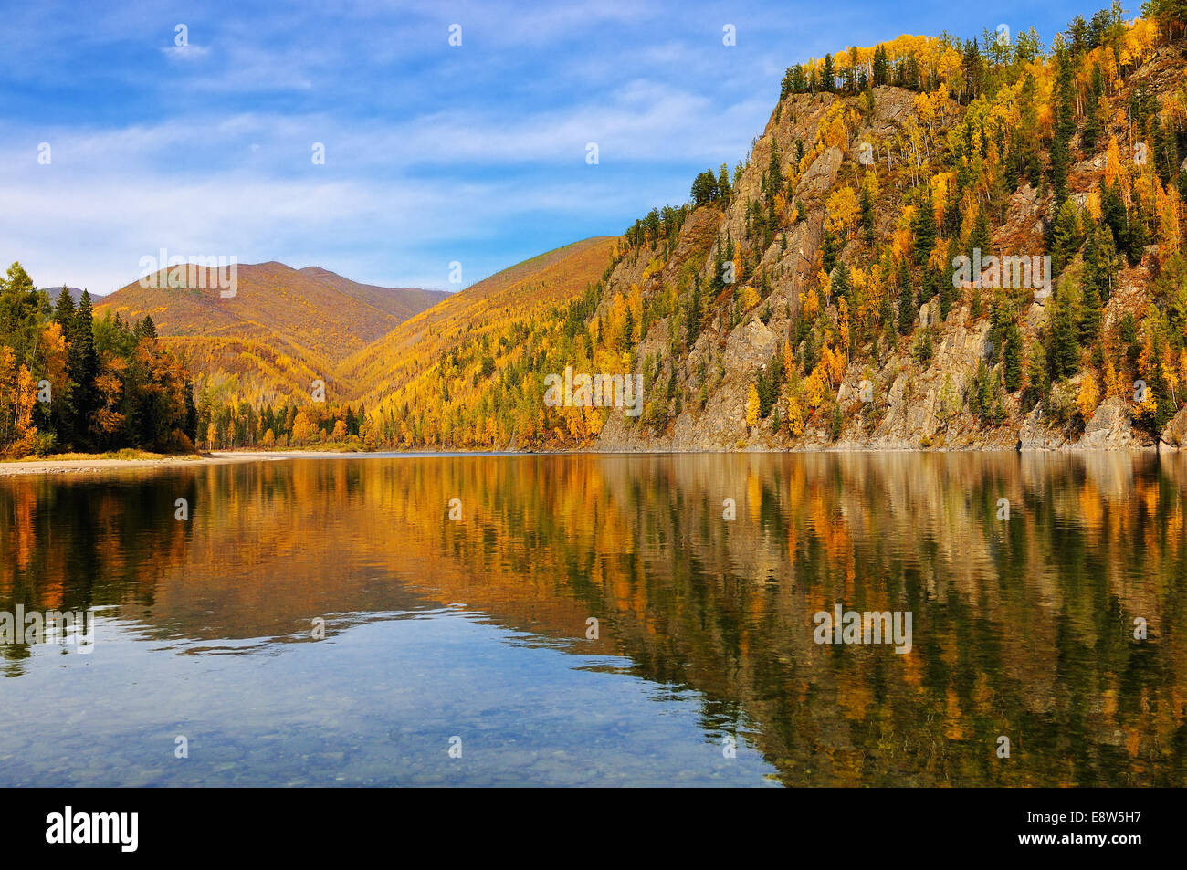 Colorful autumn landscape. Mountain Siberian taiga in September Stock ...