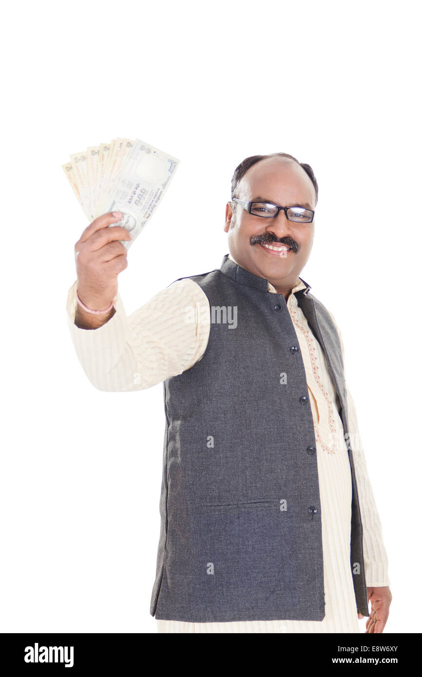 Indian man showing money hi-res stock photography and images - Alamy