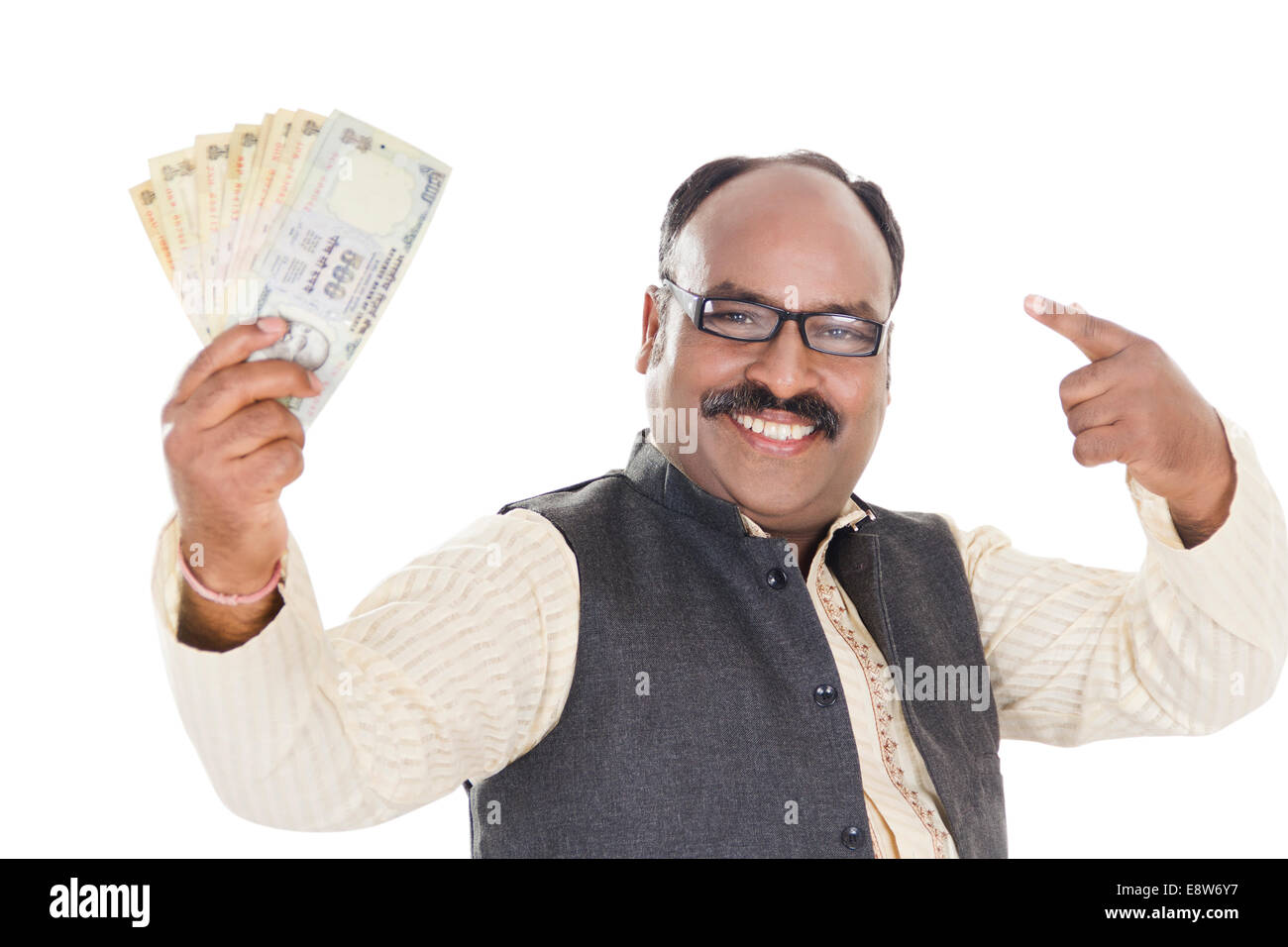 1 Indian Man Showing Money Stock Photo - Alamy