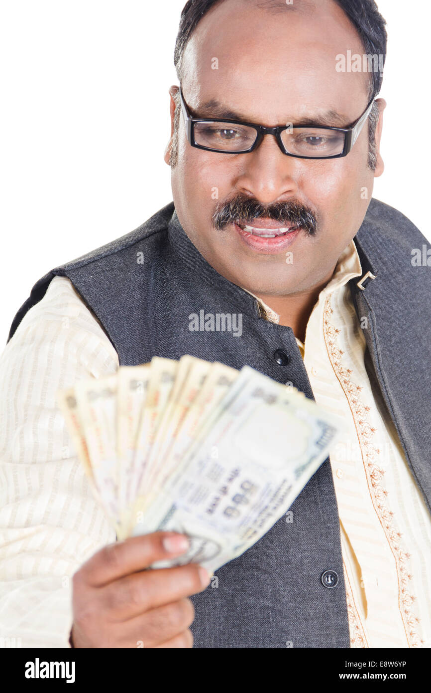 1 Indian Man Showing Money Stock Photo - Alamy
