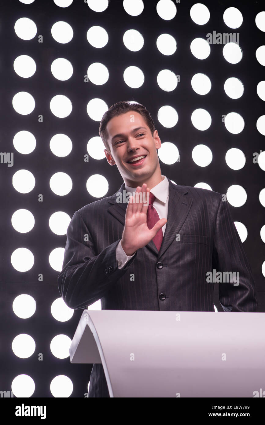 Attractive star TV presenter Stock Photo - Alamy